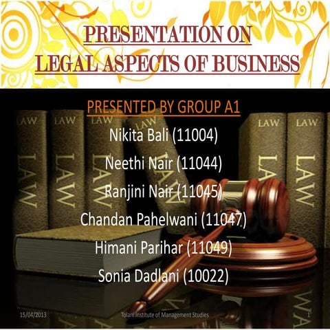 Presentation on legal aspects of business | PPTX