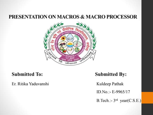 Presentation on macros and macro processor | PPTX | Programming ... Presentation on macros and macro processor | PPTX | Programming ...