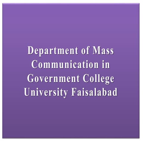 Department of Mass Communication in Government College University ...