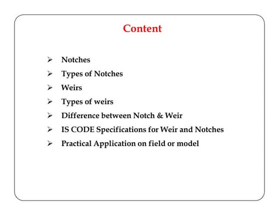 Introduction with weirs flumes and orifices | PPT