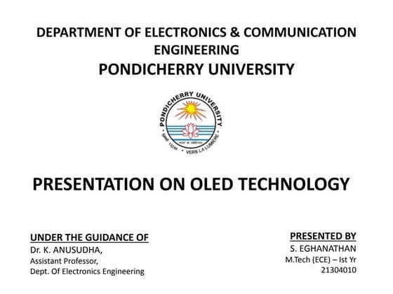 Microfluidic oled vivek hegde | PPTX | Consumer Electronics | Technology & Computing