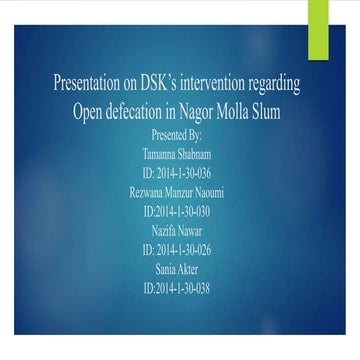 Presentation on open defecation in nagor molla slum | PPTX