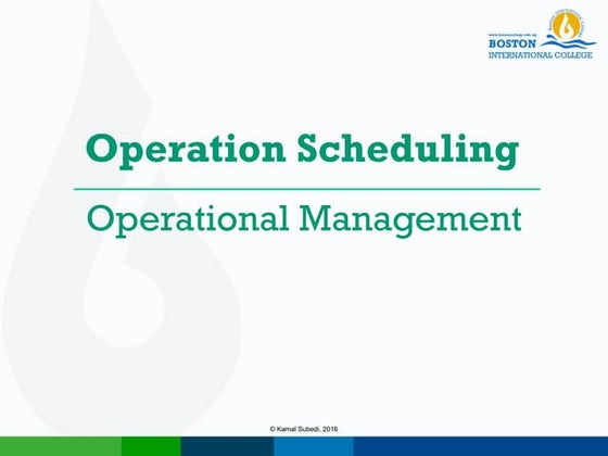 Operations Scheduling | PPT