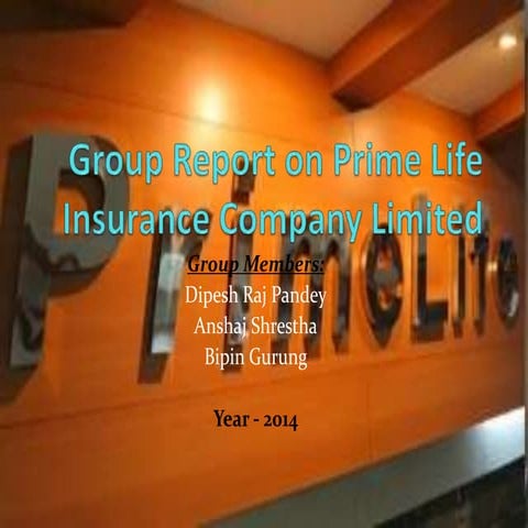 Presentation on Prime Life Insurance | PPTX