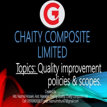 Presentation on quality improvement & policies of chaity composite ltd. | PPT