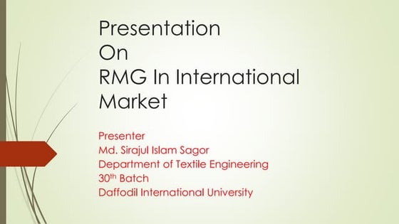 Working environment of RMG sector in bangladesh | PPT