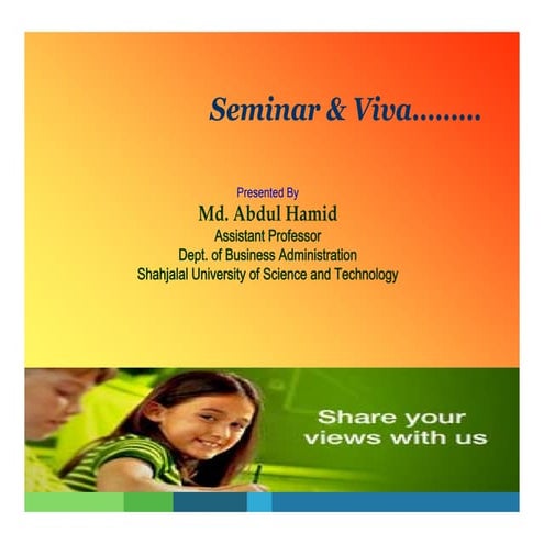 Presentation On Seminar And Viva | PDF