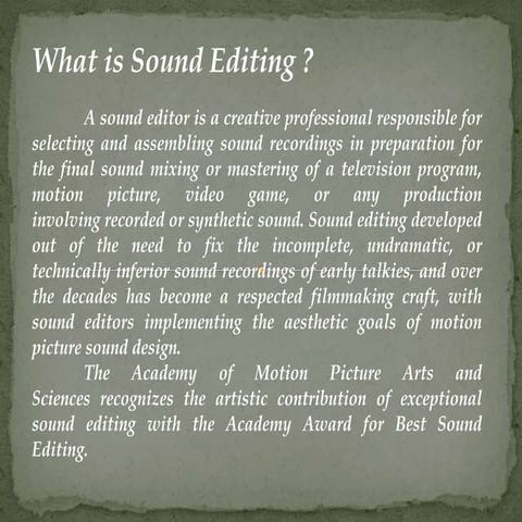 Presentation on sound editing | PPTX