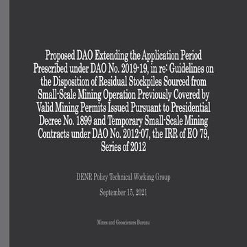 Presentation on the proposed dao extending the application period prescribed under dao 2019 19 ...