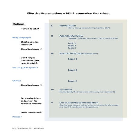 Classic Presentation Structure [Effective Presentations] | DOCX