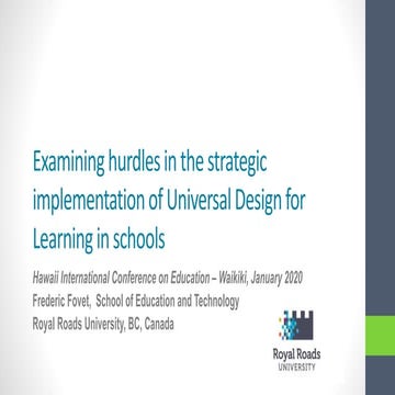 Examining hurdles in the strategic implementation of Universal Design ...
