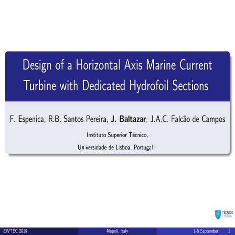 Design Of A Horizontal Axis Marine Current Turbine With Dedicated Hydrofoil Sections Ppt