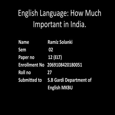 English Language; How Much important in India. | PPTX