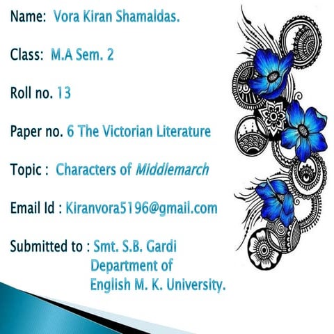 Paper 6 The Victorian Age - Characters of Middlemarch | PPTX