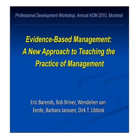 Teaching Evidence-Based Management | PDF