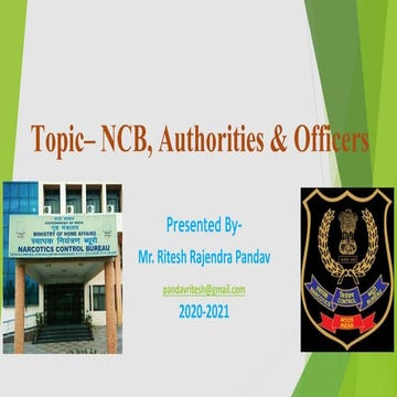 Narcotics Control Bureau, Authorities & Officers | PPTX