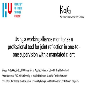 Using a working alliance monitor as a professional tool for joint ...
