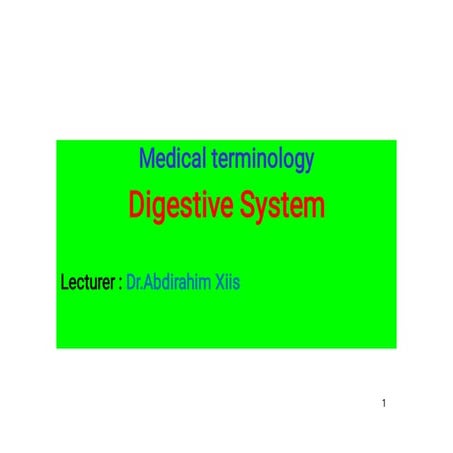 Medical terminology: digestive system | PDF
