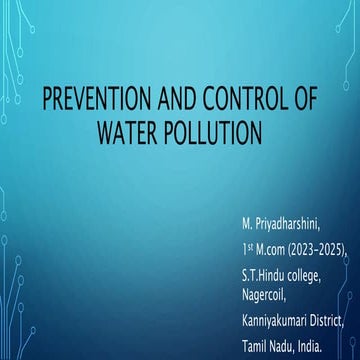 Prevention and Control of Water Pollution | PPTX