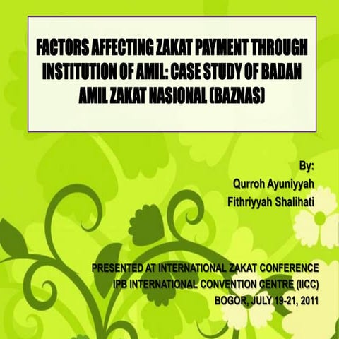 Presentation at International Zakat Conference 2011 | PPTX