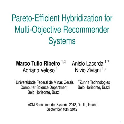 Pareto-Efficient Hybridization for Multi-Objective Recommender Systems | PDF | Computer Software ...