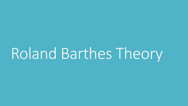 Roland barthes’s semiotic codes | PPTX