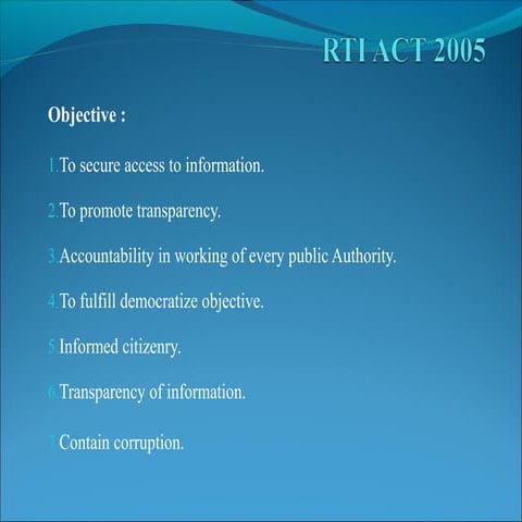 Presentation RTI ACT 2005 PART -I | PPT