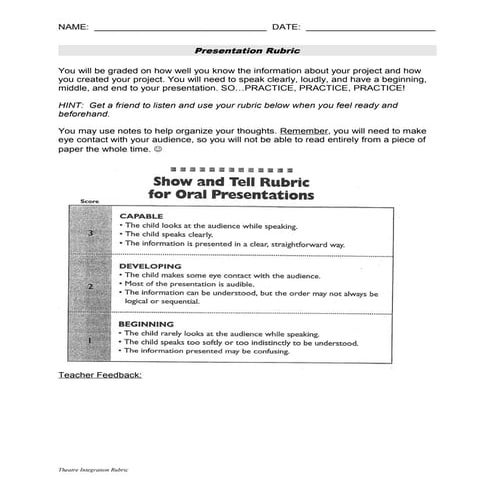 Presentation rubric | PDF