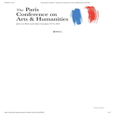 Presentation Schedule - The Paris Conference on Arts and Humanities ...