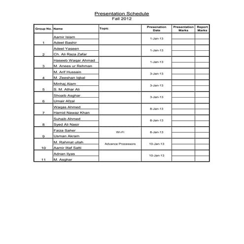 Presentation schedule 2 | PDF