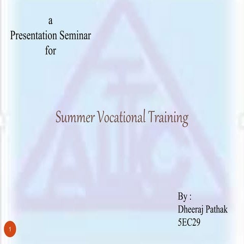 a seminar on summer vocational training in BSNL | PPT