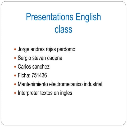Presentations english class | PPTX