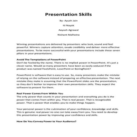 Presentation skills | PDF