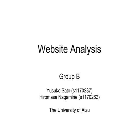 Web Analysis Presentation | PPT