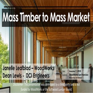 WoodWorks: The Mass Timber Revolution: Removing Obstacles, Breaking Ground – Dean Lewis, PE, SE ...