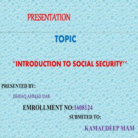 Presentation On Introduction Social Security | PPTX