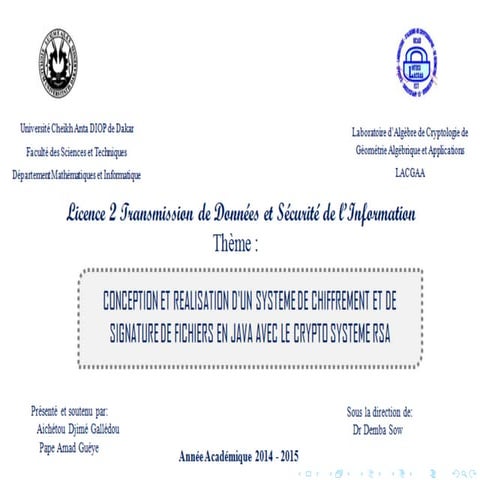 Systeme de chiffrement et signature avec RSA en java | PDF