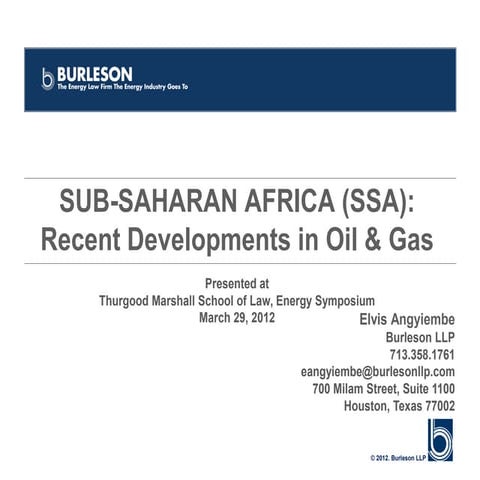 Presentation Sub Saharan Africa (March 2012) (00167794) | PPT
