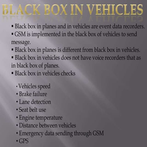 BLACK BOX INVESTIGATION SYSTEM FOR VEHICLES | PDF