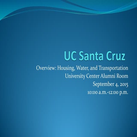 Tour of UCSC Campus Housing Strategies and Stock | PDF