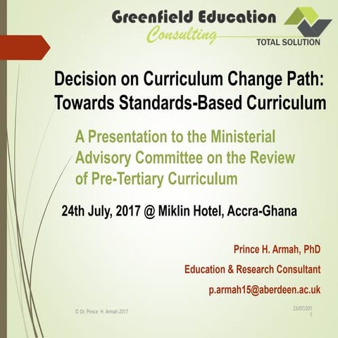 Decision on Curriculum Change Path: Towards Standards-Based Curriculum ...
