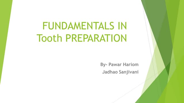 Fundamentals in tooth preparation (conservative dentistry) | PPTX