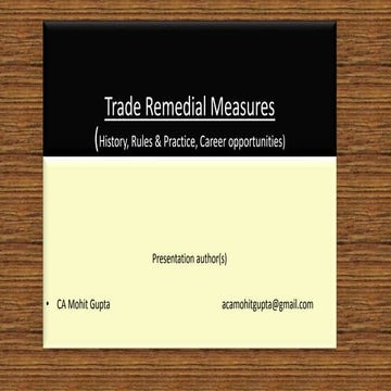 Presentation trade remedial measures | PPTX