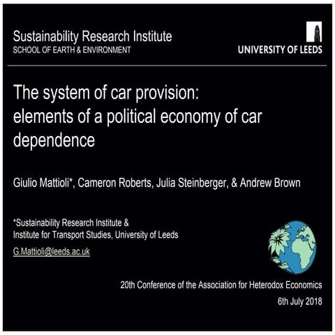 The system of car provision: elements of a political economy of car ...