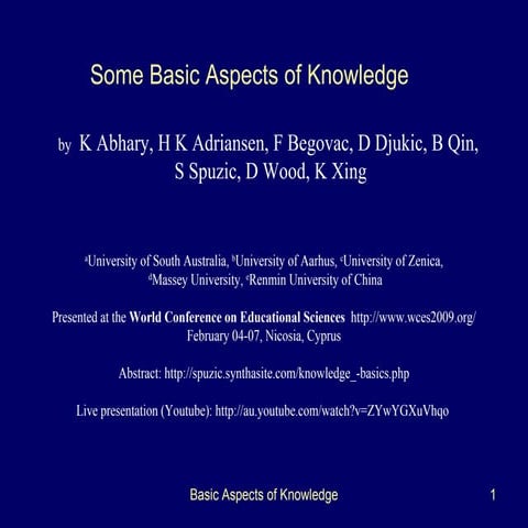 Some Basic Aspects of Knowledge | PPT