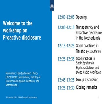 Presentation workshop Pro-active Disclosure | PPT