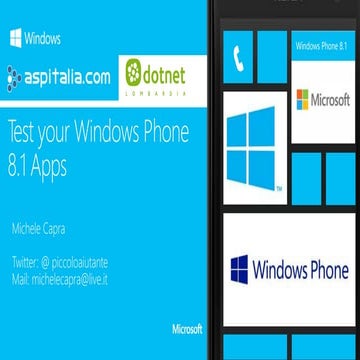 Testing Windows Phone 8.1 app with unit test and Coded UI test | PPTX