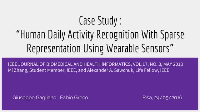 Presentazione Human Daily Activity Recognition With Sparse