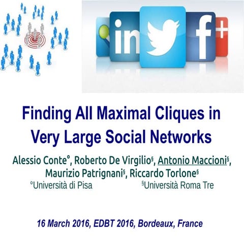 Finding All Maximal Cliques in Very Large Social Networks | PPT