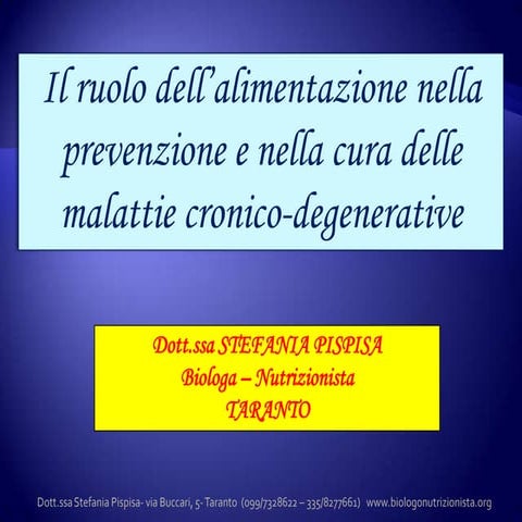 Presentazione cibo e malattie degenerative | PPTX